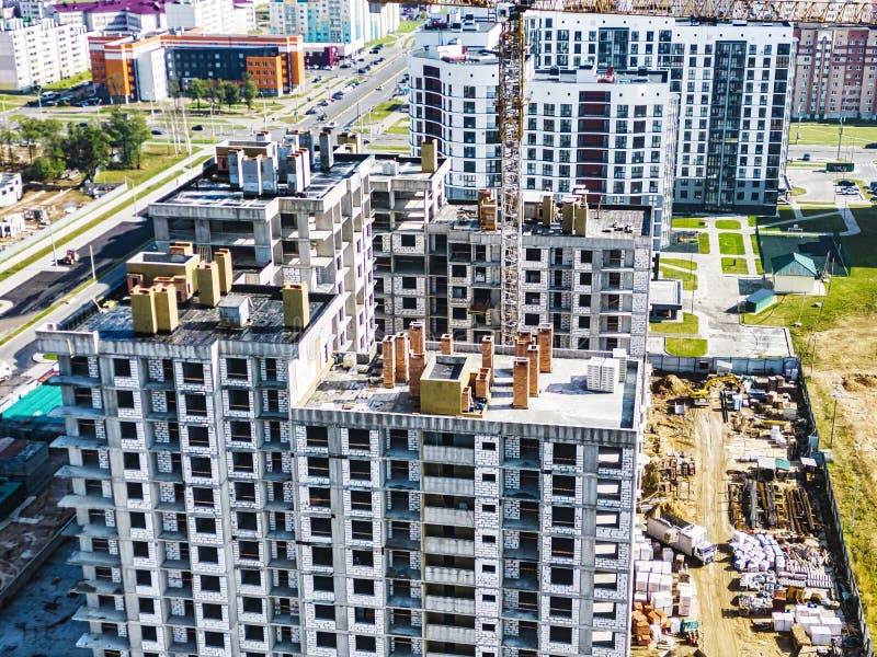 Monolithic Frame Construction of the Building. Solid Walls of Concrete ...