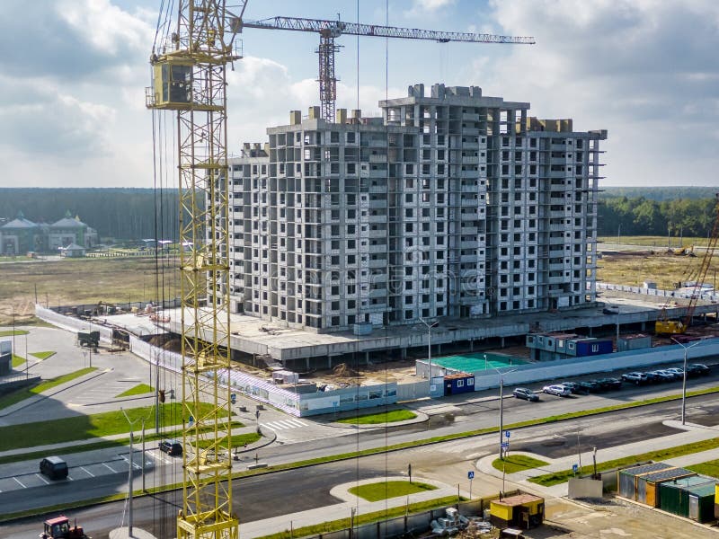 Monolithic Frame Construction of the Building. Solid Walls of Concrete ...