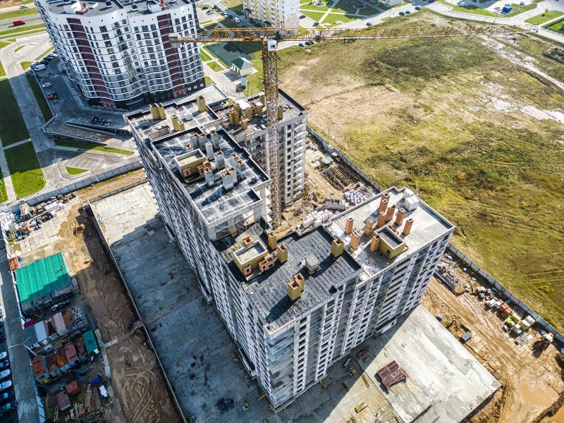 Monolithic Frame Construction of the Building. Solid Walls of Concrete ...