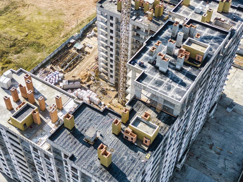 Monolithic Frame Construction of the Building. Solid Walls of Concrete ...