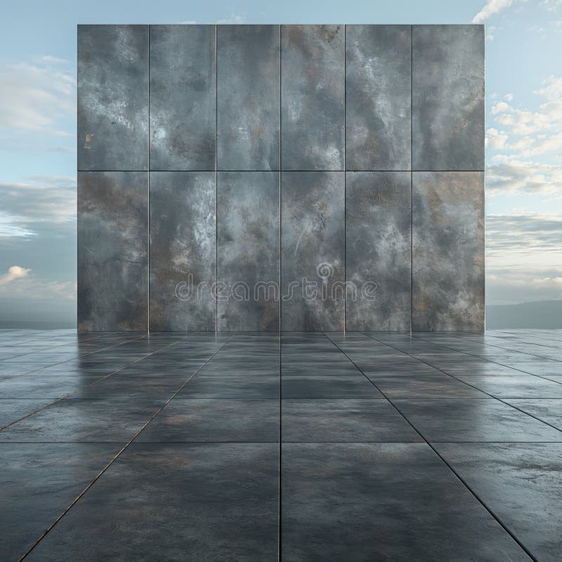 Monolithic Metallic Cube Structure in Open Space Stock Photo - Image of ...