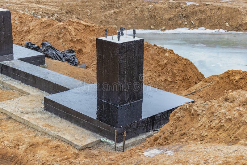 Monolithic Reinforced Concrete Foundation Waterproofed with Bituminous ...