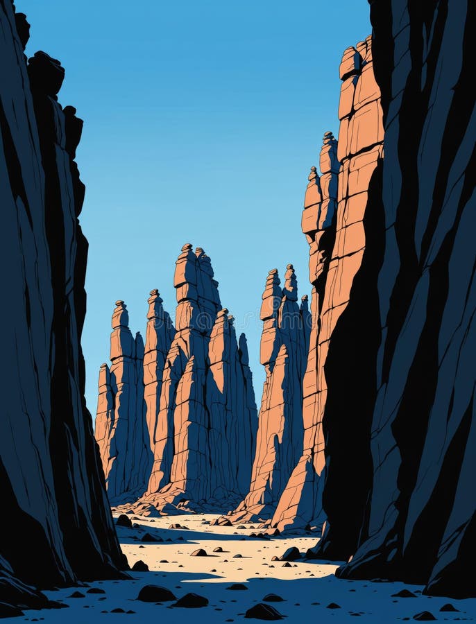 Monolithic Rock Formations with Imposing Structures and Sharp Shadows ...