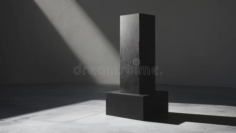 Monolithic Sculpture in Dramatic Light and Shadow Stock Illustration ...