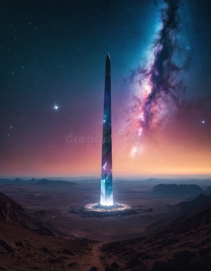 Monolithic Structure on Alien Terrain Stock Image - Image of nebula ...
