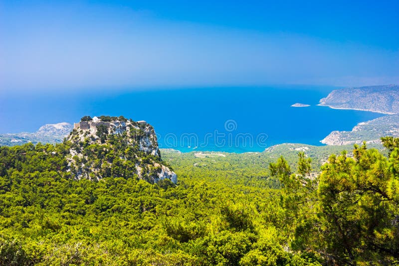 Monolithos-Schloss Rhodos stockfoto. Bild von felsen - 62762272
