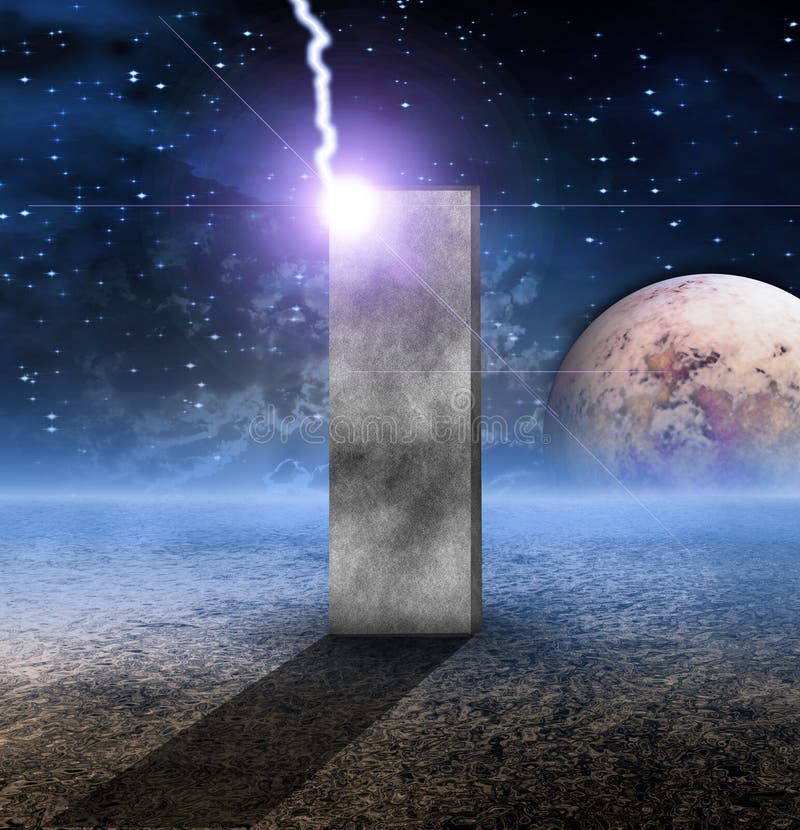 Monolito En El Planeta Sin Vida Stock de ilustración - Ilustración de ...