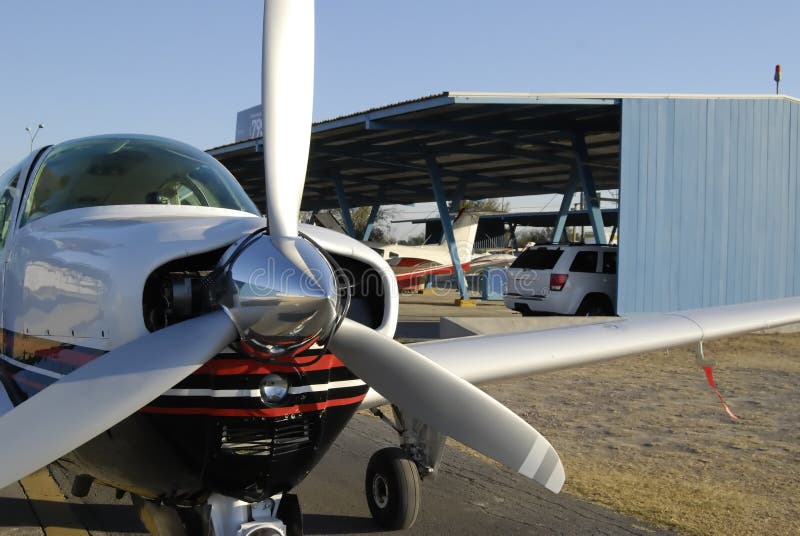 Monomotor Airplane on Hangar Stock Photo - Image of truck, propel: 4068754