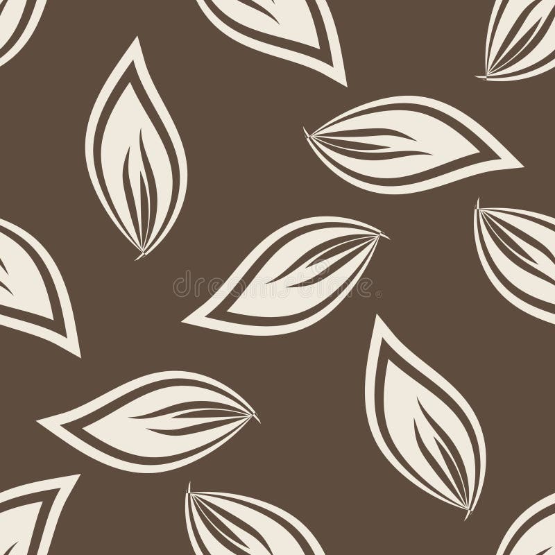 Monoprint Style Scattered Leaves Seamless Vector Pattern Background ...