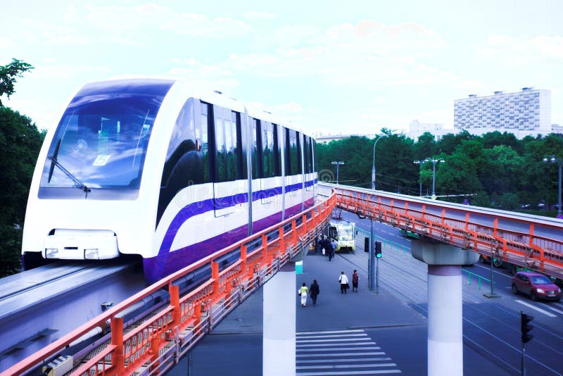 Monorail Fast Train on Railway Stock Image - Image of passenger ...