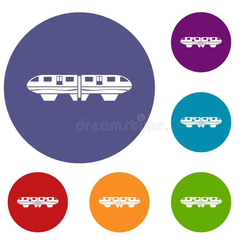 Monorail train icons set stock vector. Illustration of island - 95682148