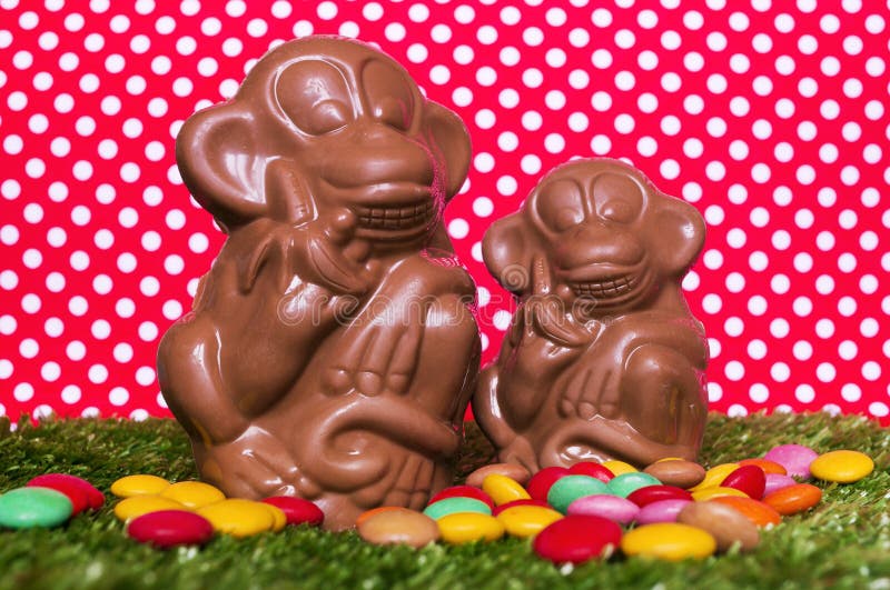 El Chocolate Monkeys Figuras Imagen de archivo - Imagen de mono, fruta ...