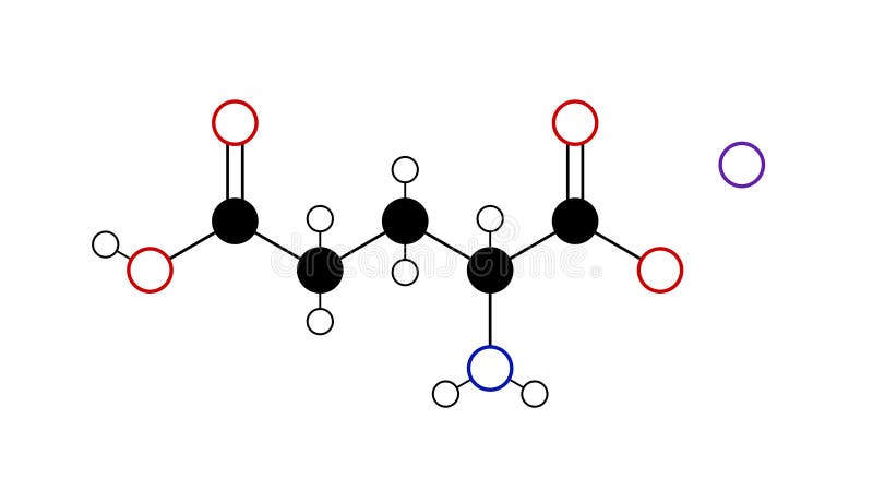 Monosodium Glutamate Molecule, Structural Chemical Formula, Ball-and ...