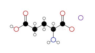 Monosodium Glutamate Molecule, Structural Chemical Formula, Ball-and ...