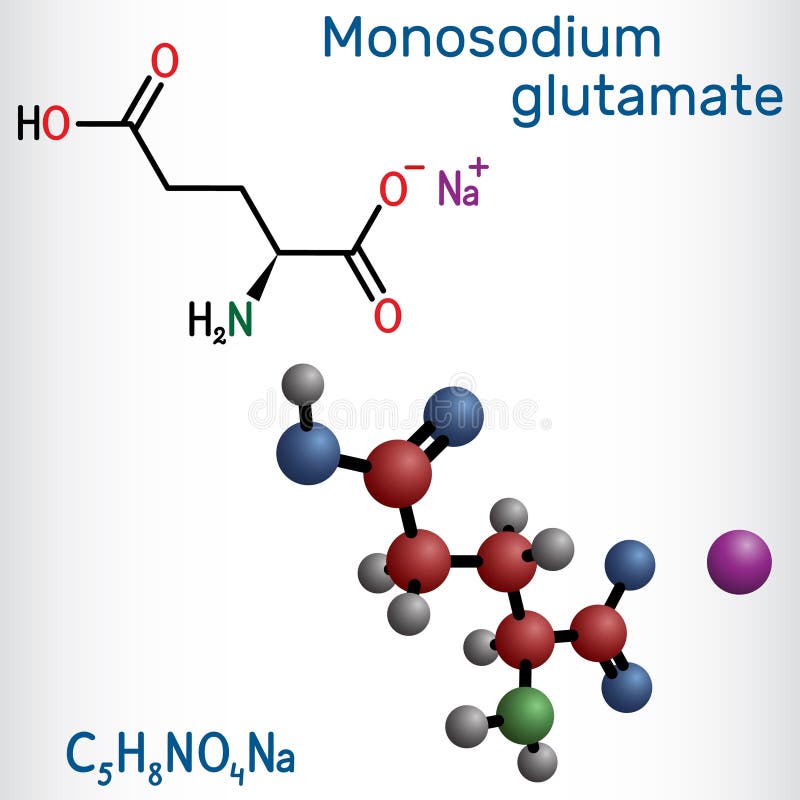 Monosodium Glutamate, MSG, Sodium Glutamate Molecule. it is Flavor ...