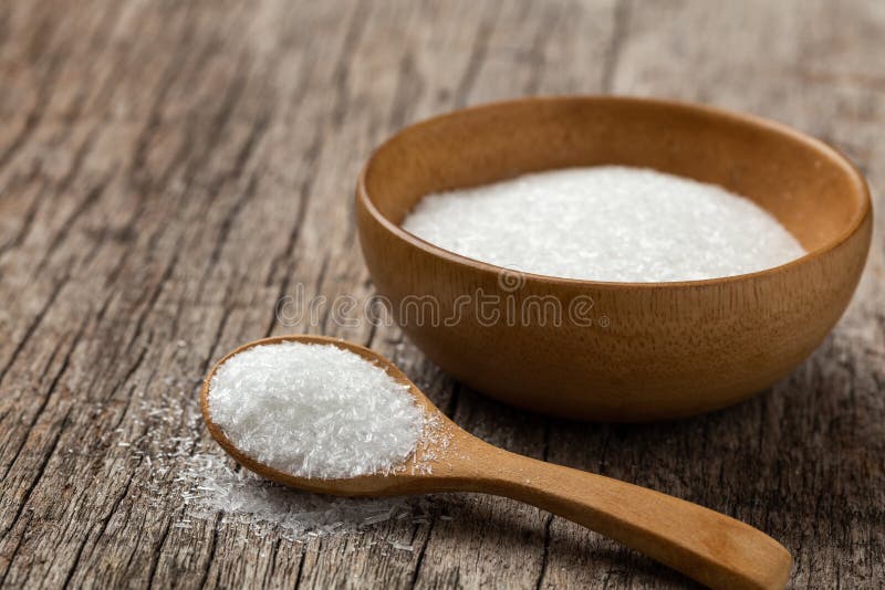 Monosodium Glutamate, MSG on Wooden Spoon Stock Image - Image of ...
