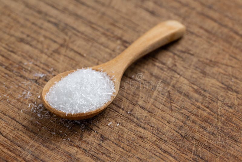 Monosodium Glutamate, MSG on Wooden Spoon Stock Image - Image of mono ...