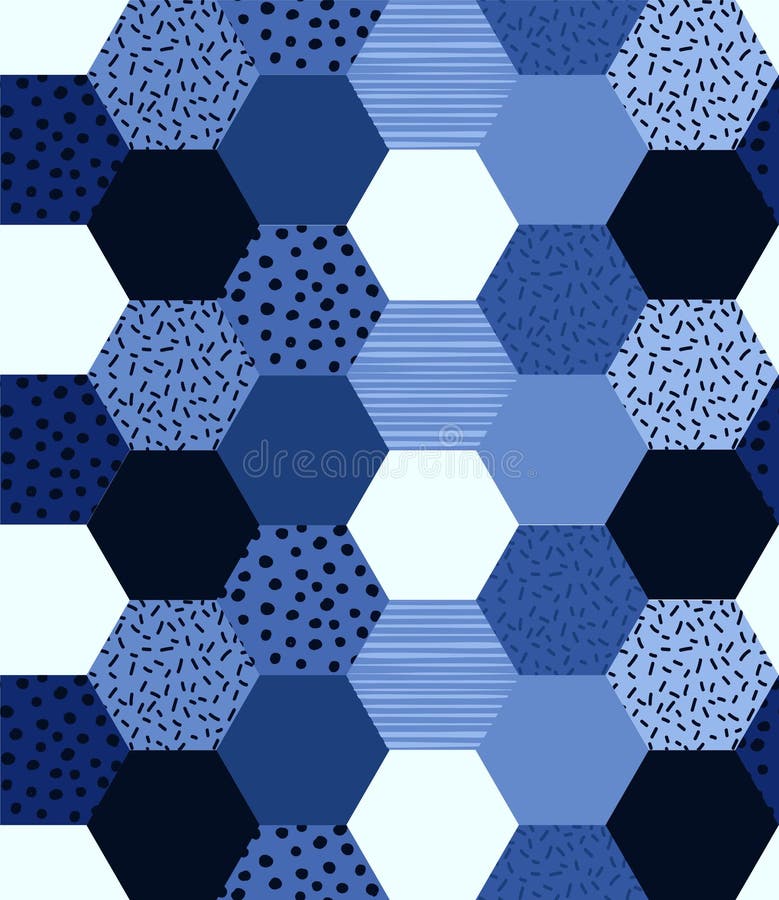 Monotone Blue Color Geometric Pattern. Abstract Pentagon Background ...