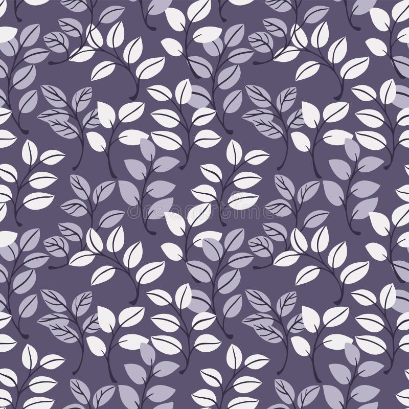 Monotone Dark Grey Small Leaf Stems Seamless Pattern. Creative Simple ...