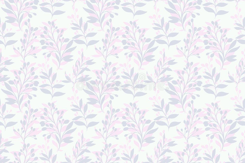 Monotone Pastel Pattern with Shape Botanical Branches Leaves. Vector ...