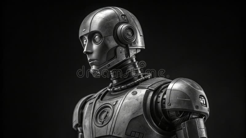Monotone Robot Portrait 3D Render, Sci-fi Concept, Metallic Texture, AI ...