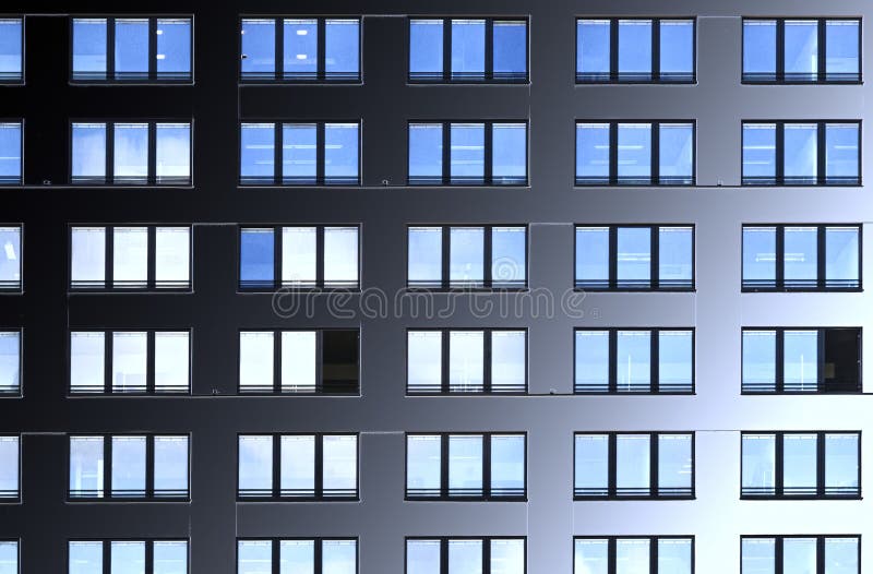 Monotonous Office Tower with Rectangular Windows in the Falling ...