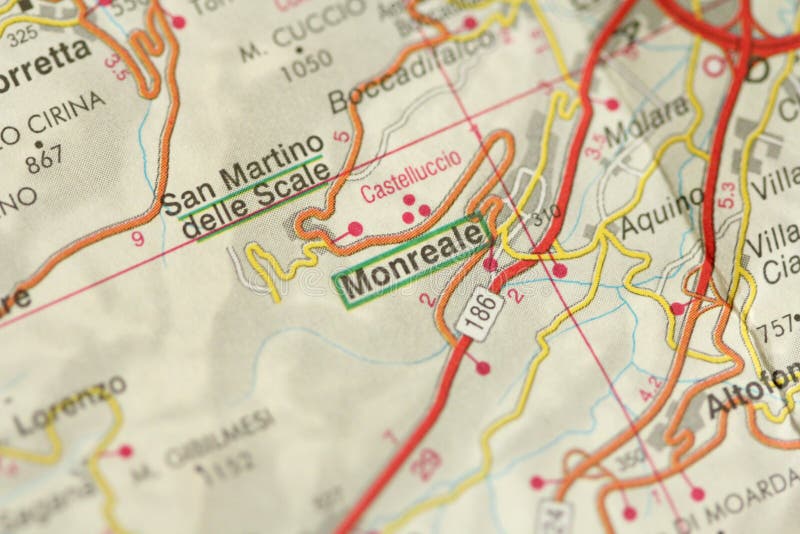 Monreale. Map stock photo. Image of journey, horizontal - 130775176