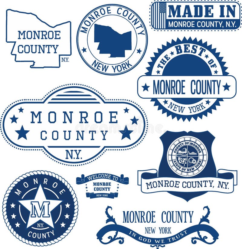 Monroe County, New York. Set of Stamps and Signs. Stock Vector ...
