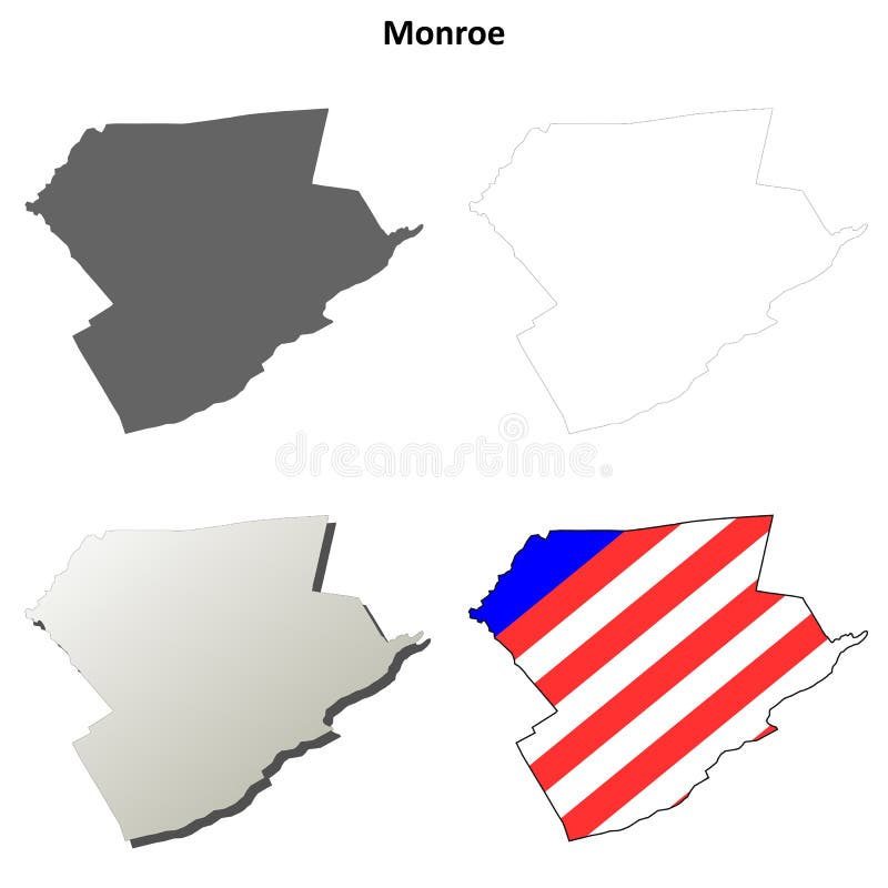Monroe County, Pennsylvania Outline Map Set Stock Vector - Illustration ...