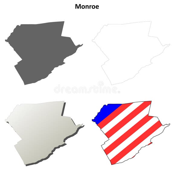 Monroe County, Pennsylvania Outline Map Set Stock Vector - Illustration ...