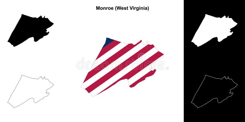 Monroe outline map stock vector. Illustration of counties - 324290032