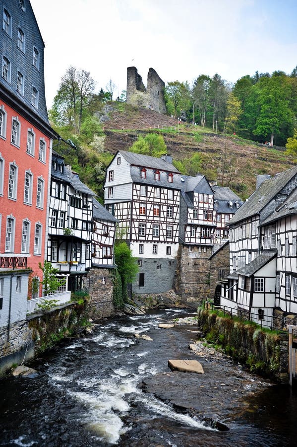 Monschau stock photo. Image of perspective, city, motel - 914946