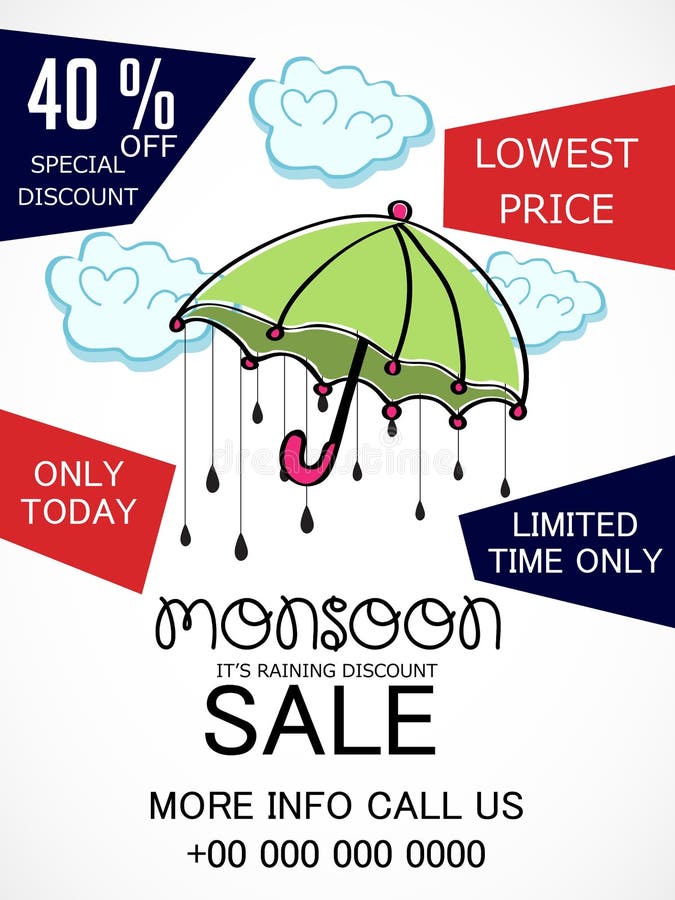 Monsoon Offers stock illustration. Illustration of umbrella - 93925368
