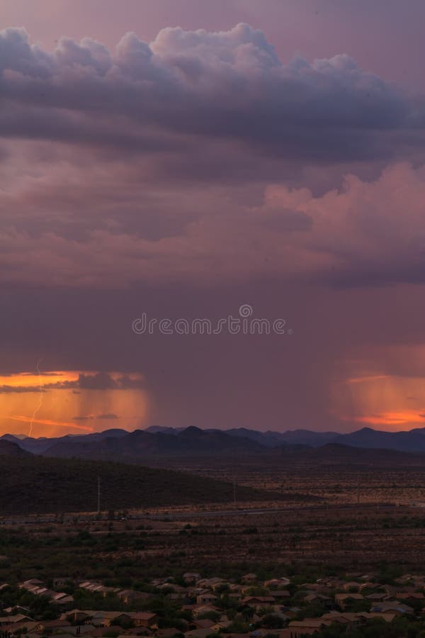 A Monsoon Over Arizona with Lightning Stock Image - Image of lighting ...