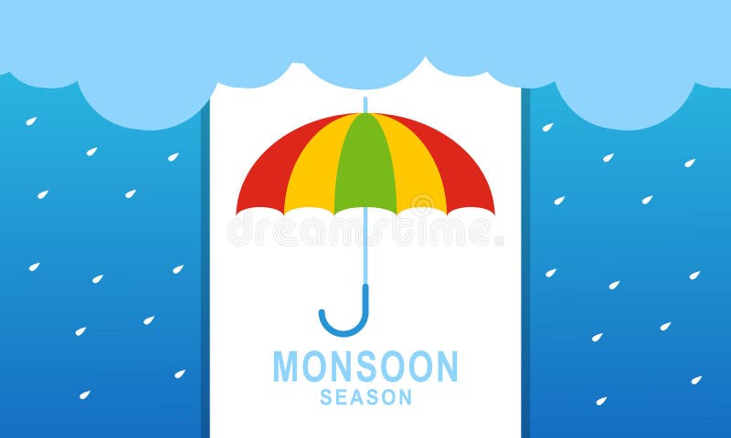Monsoon Season Composition with Flat Design Stock Illustration ...