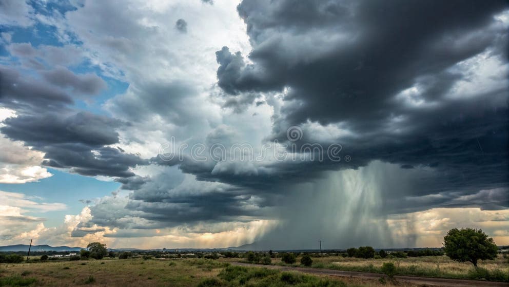 Monsoon Sky with Heavy Clouds and Raindrops Stock Illustration ...