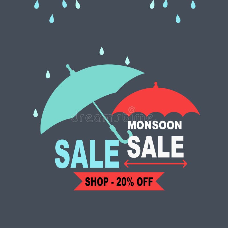 Monsoon-themed Retail Banner with Bold Colors and Raindrop Art Stock ...