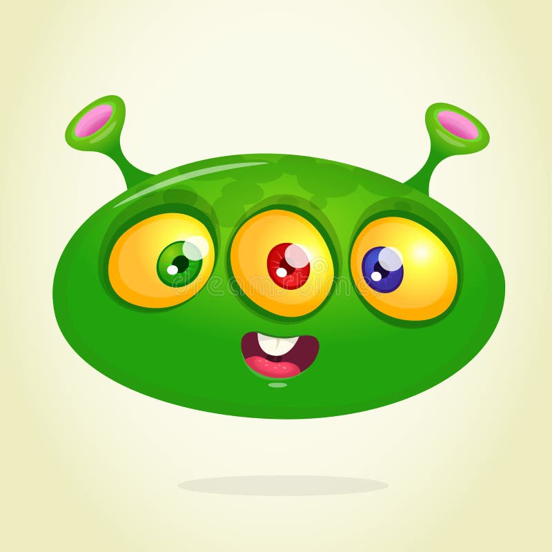 Cartoon Cute Green Alien Character with Antenna. Stock Vector ...