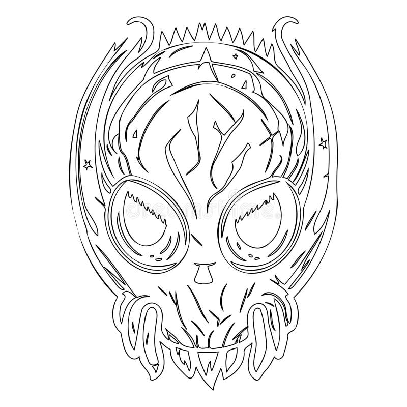 Monster Alien Outline Illustration Sketch Stock Vector - Illustration ...