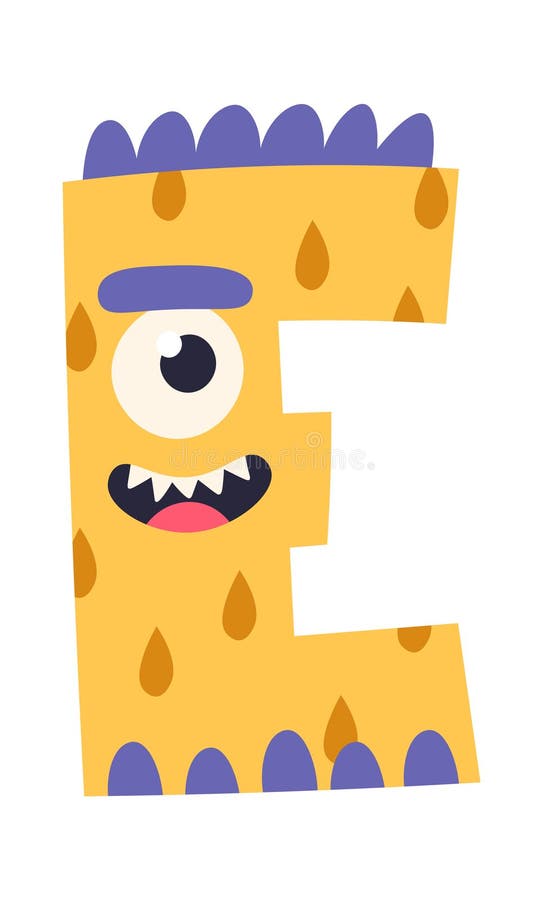 Monster Alphabet E Letter stock vector. Illustration of typography ...