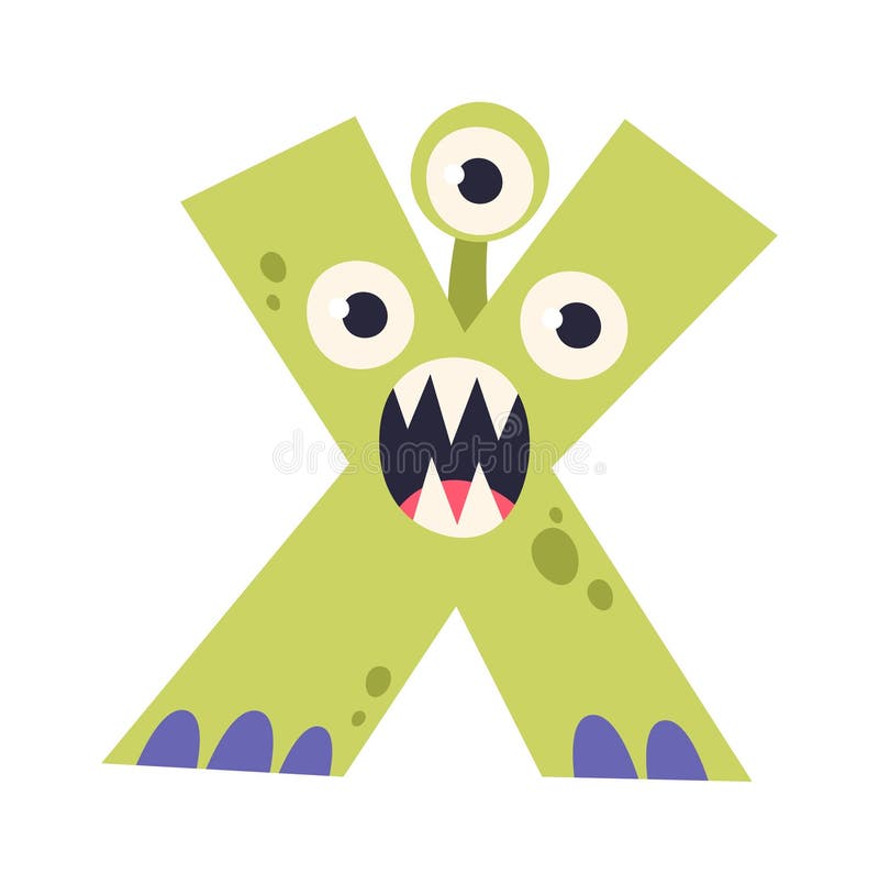 Monster Alphabet X Letter stock vector. Illustration of comic - 277519026
