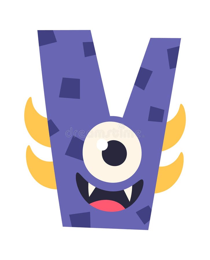 Monster Alphabet V Letter stock vector. Illustration of vector - 277518688