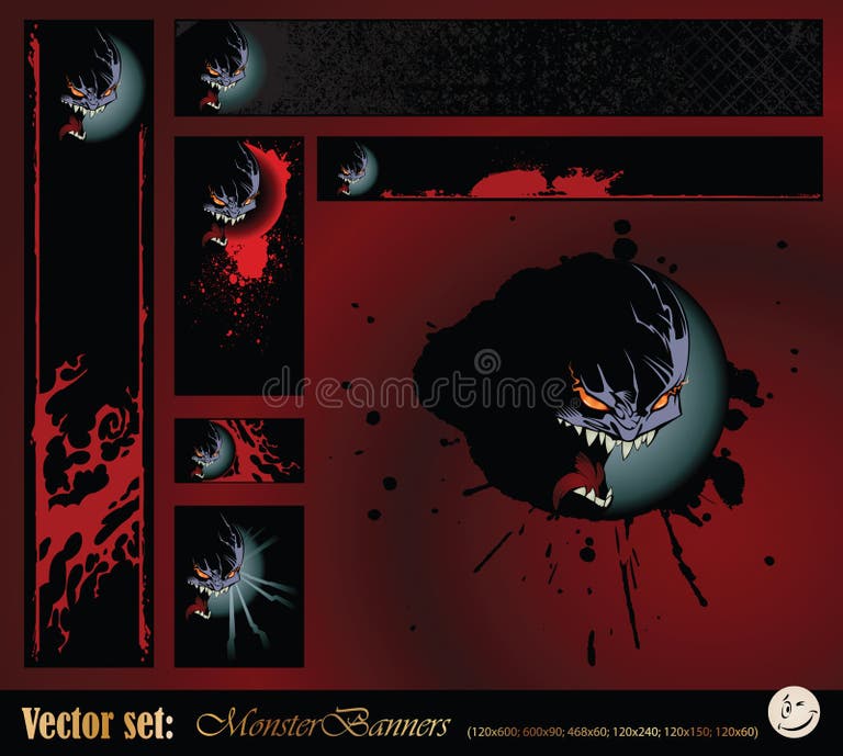 Monster banners stock vector. Illustration of bookmark - 20993037