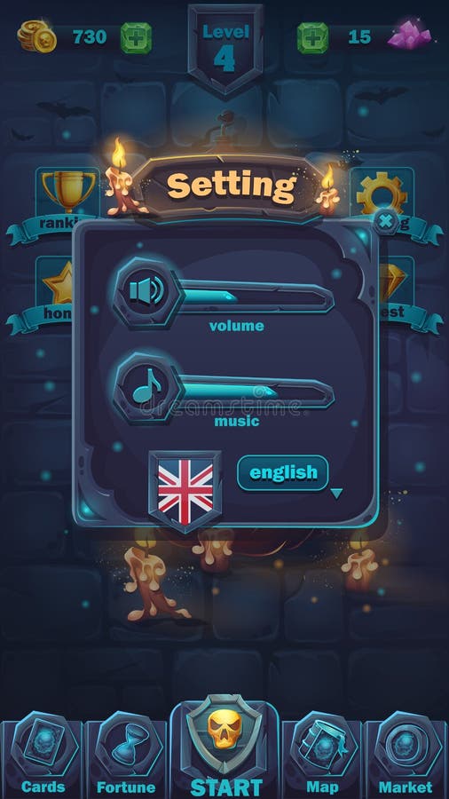 Monster Battle GUI Setting Volume Window Stock Vector - Illustration of ...