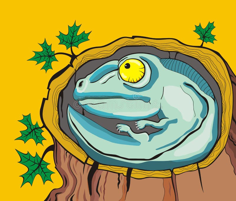 Monster bij stomp vector illustratie. Illustration of hout - 12166498