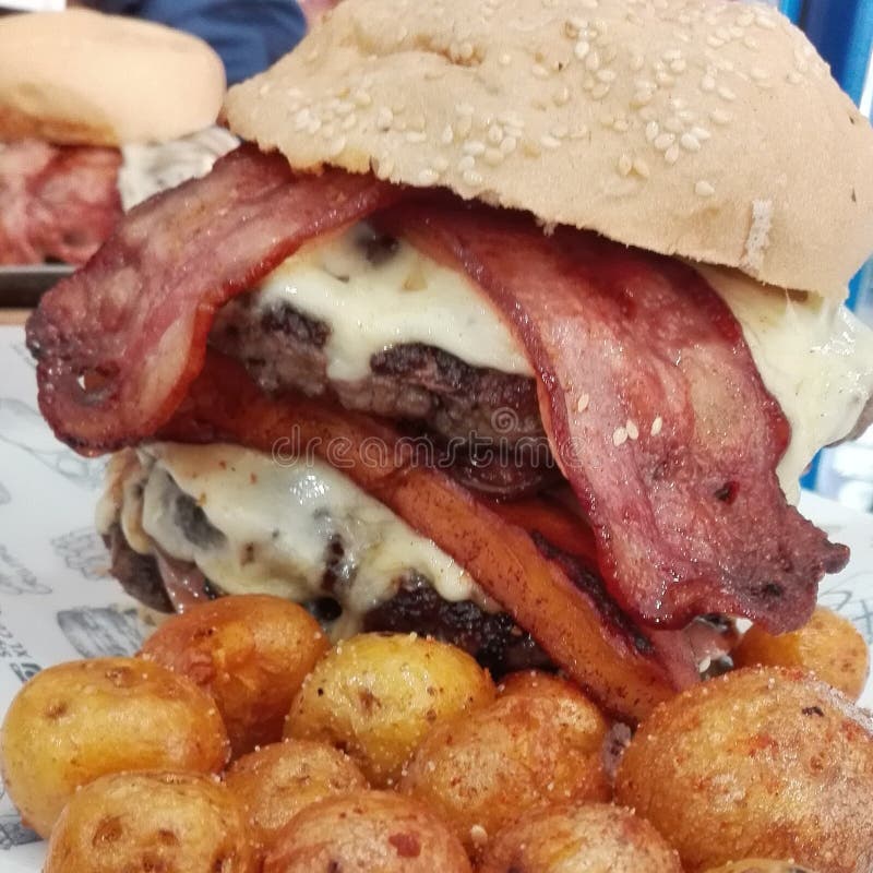 Monster burger stock image. Image of unhealthy, burger - 141749065