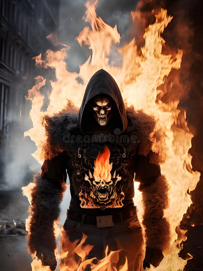 Monster with Burning Fire in the Hell, AI Generated Stock Illustration ...