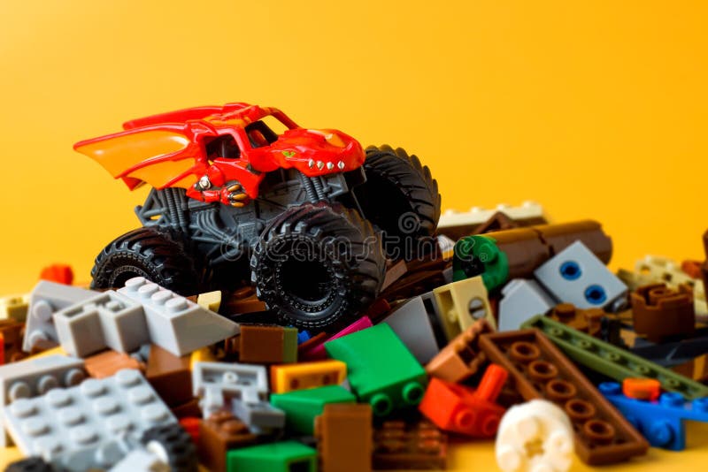 The Monster Car on the Brick Toy Stock Photo - Image of color, racing ...