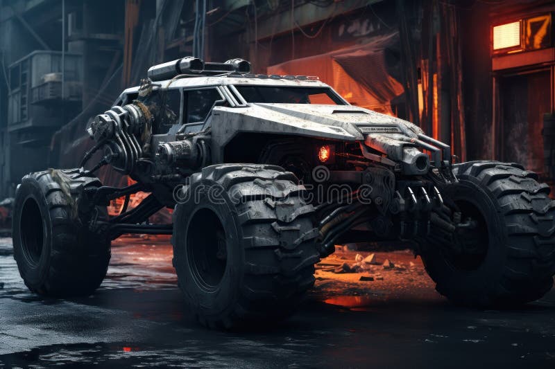 Monster Car in Post Apocalyptic World Stock Image - Image of monster ...