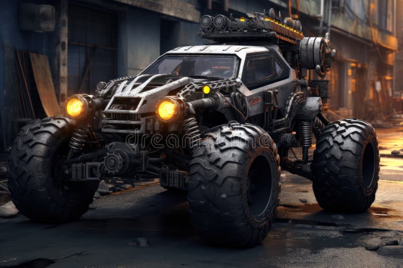 Monster Car in Post Apocalyptic World Stock Illustration - Illustration ...